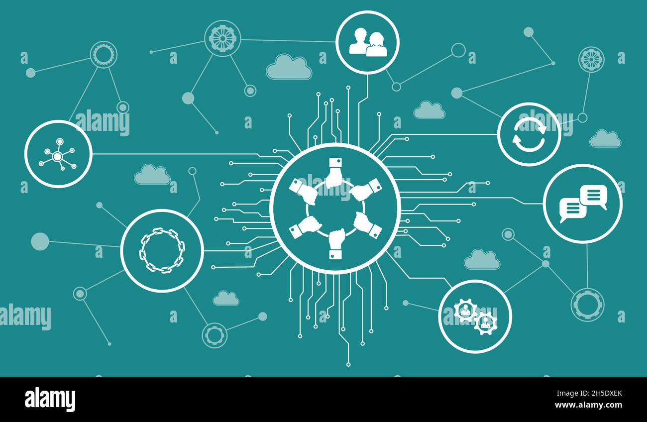 Concept of business relationship with connected icons Stock Photo - Alamy