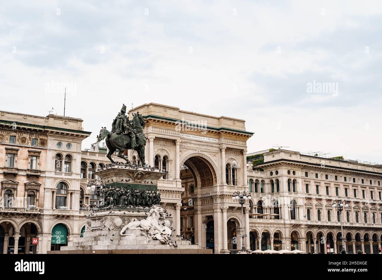 Equestrian statue of Victor Emmanuel II on the Duomo square. Milan ...
