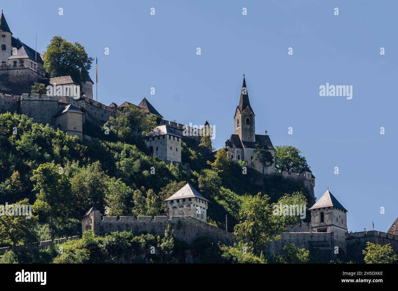 big castle and buildings on a mountain Stock Photo - Alamy