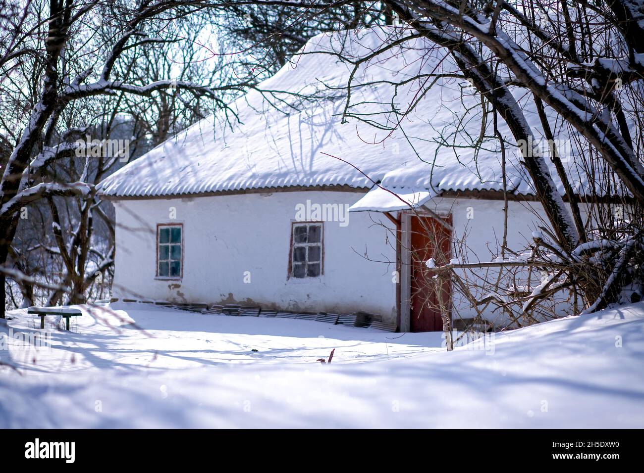 Old Ukrainian authentic country house on hill hut house in village in ...