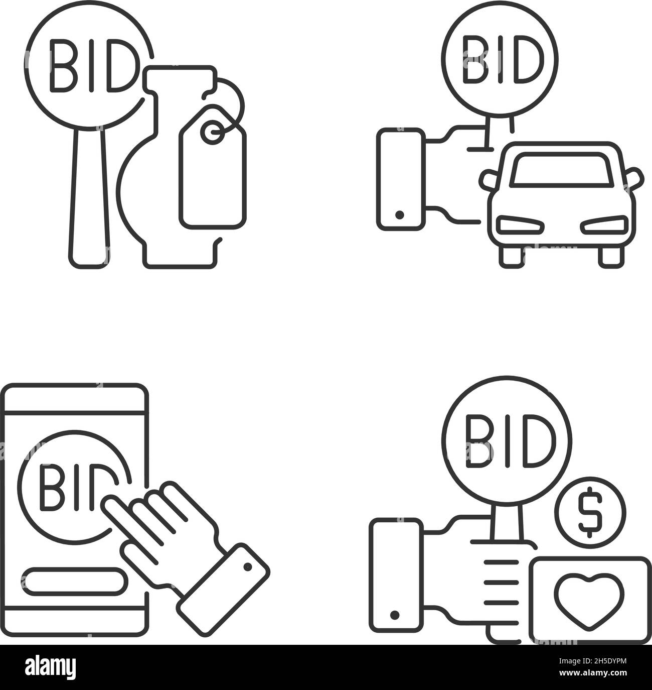 Auction items linear icons set Stock Vector Image & Art - Alamy