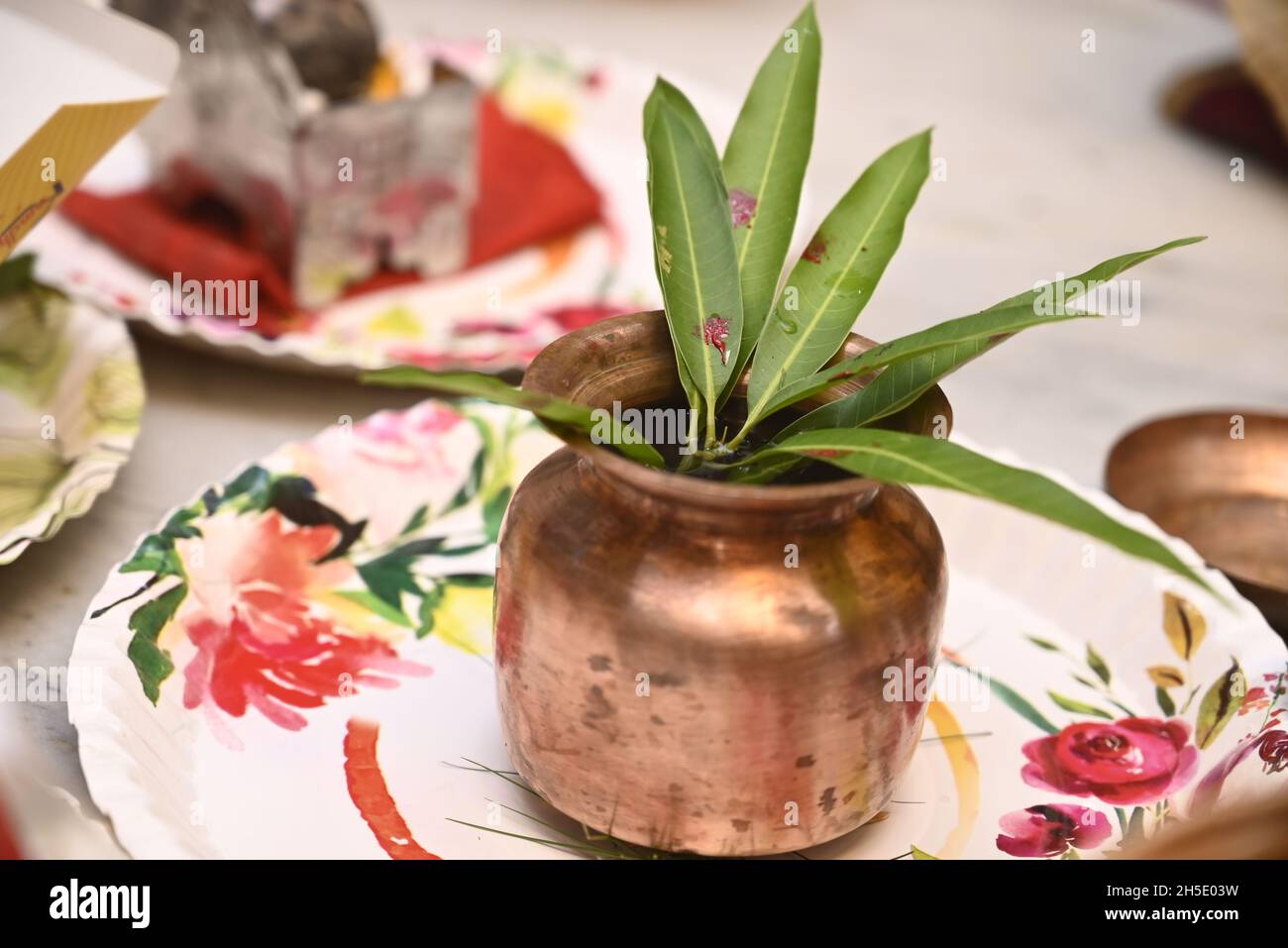 kalash pooja represents prosperity and powerin Hindu religion Stock ...