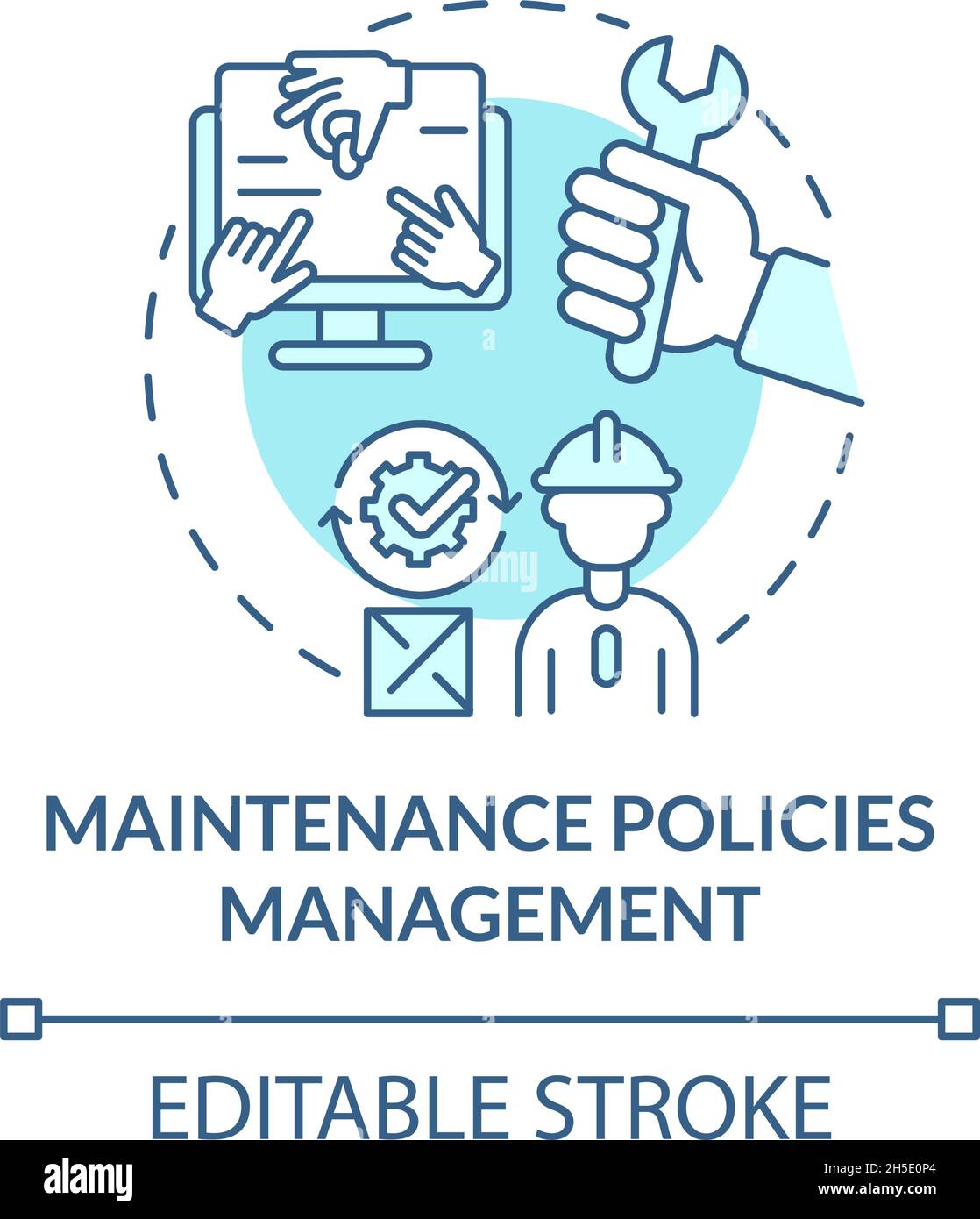 Maintenance policies management blue concept icon Stock Vector Image ...