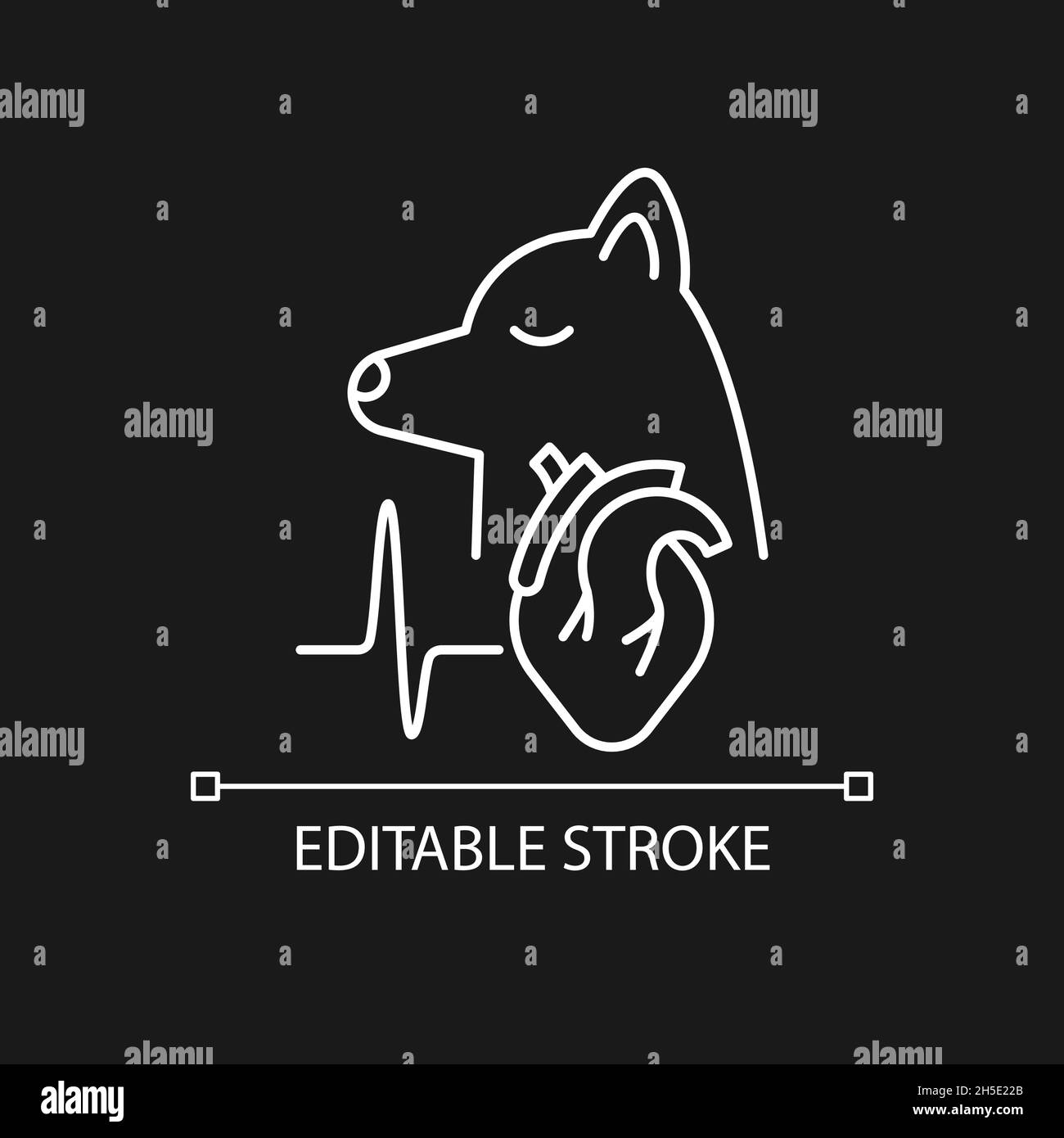 Pet heart disease white linear icon for dark theme Stock Vector Image ...