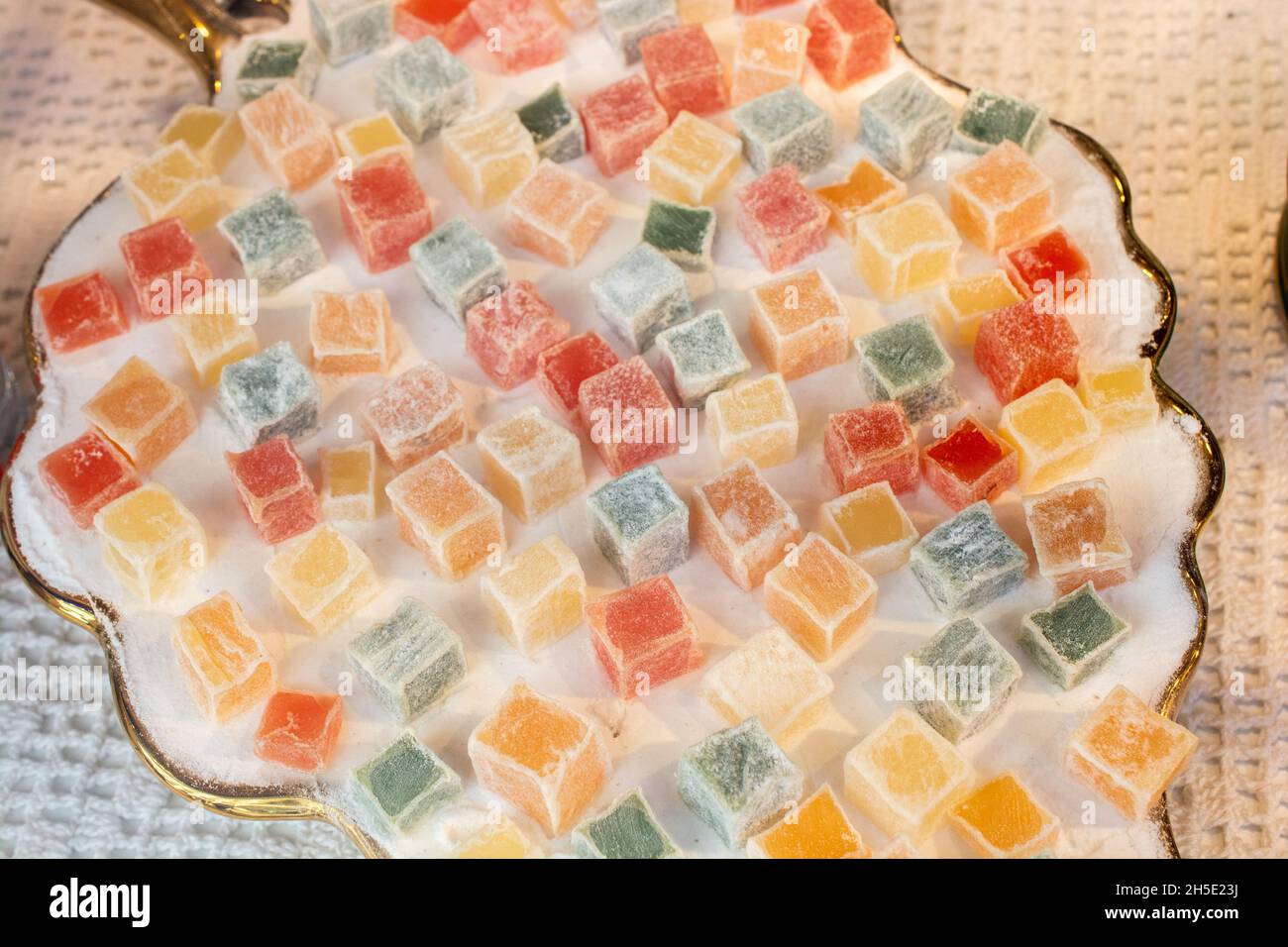 Traditional Turkish Delight, Sugar coated soft candy Stock Photo - Alamy