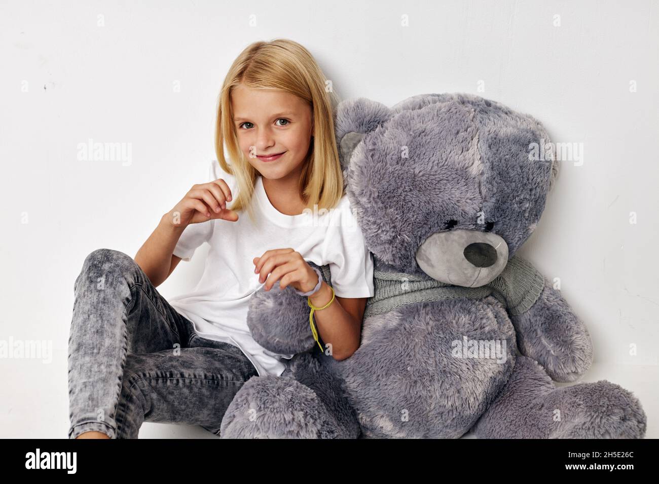 Portrait of a smiling little cutie fun teddy bear joy kids lifestyle ...