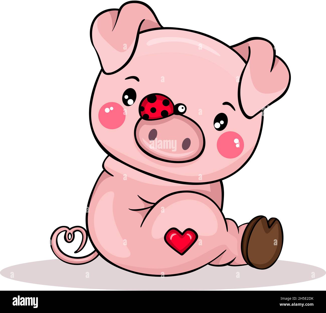 Cute funny pig with ladybug Stock Photo - Alamy