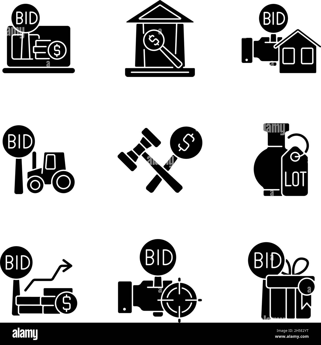 Types of bargaining black glyph icons set on white space Stock Vector ... Types of bargaining black glyph icons set on white space Stock Vector ...
