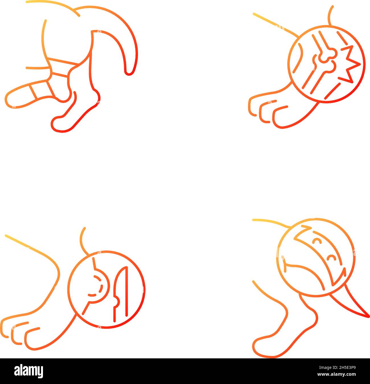 Animal injuries gradient linear vector icons set Stock Vector Image ...