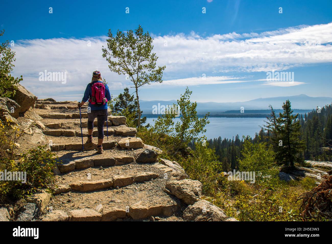 Blonde female hiking hi-res stock photography and images - Alamy