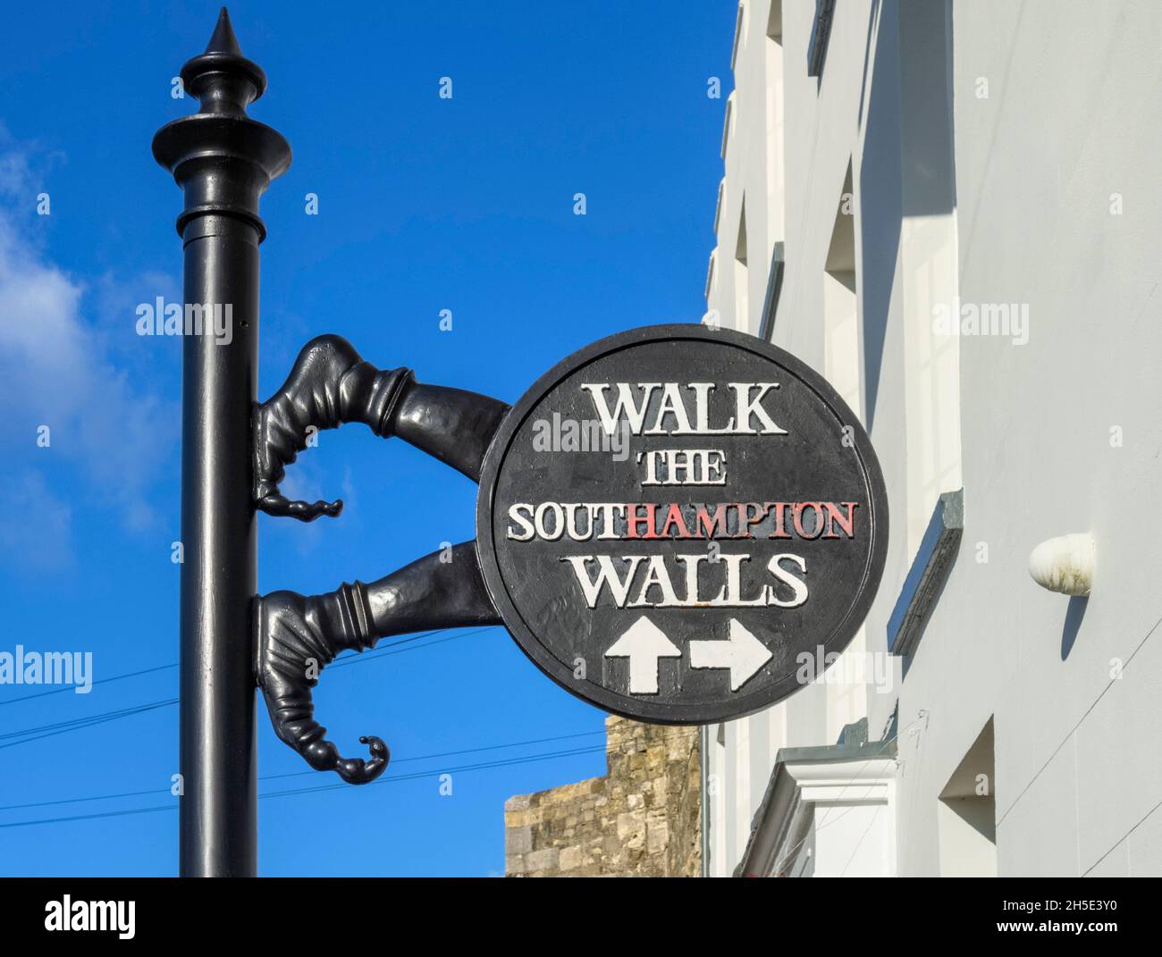 Walk the Southampton Walls direction sign Southampton UK Stock Photo ...