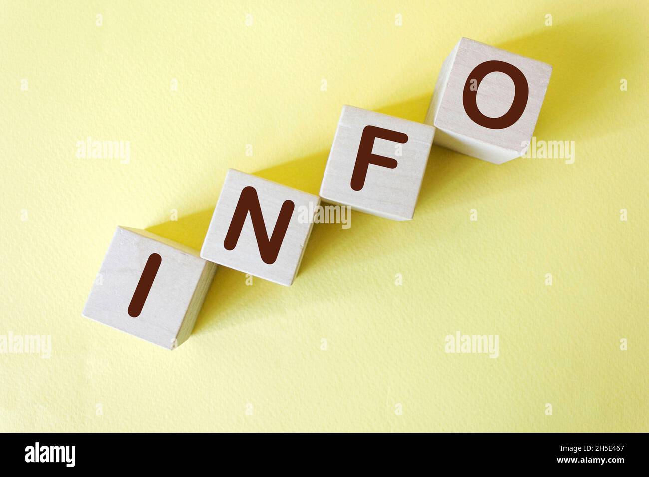 Info word written on wood block. Info text on table, concept Stock ...