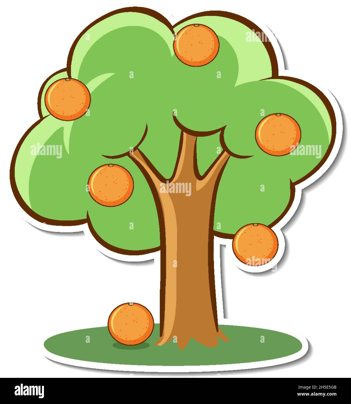 Orange tree sticker on white background illustration Stock Vector Image ...