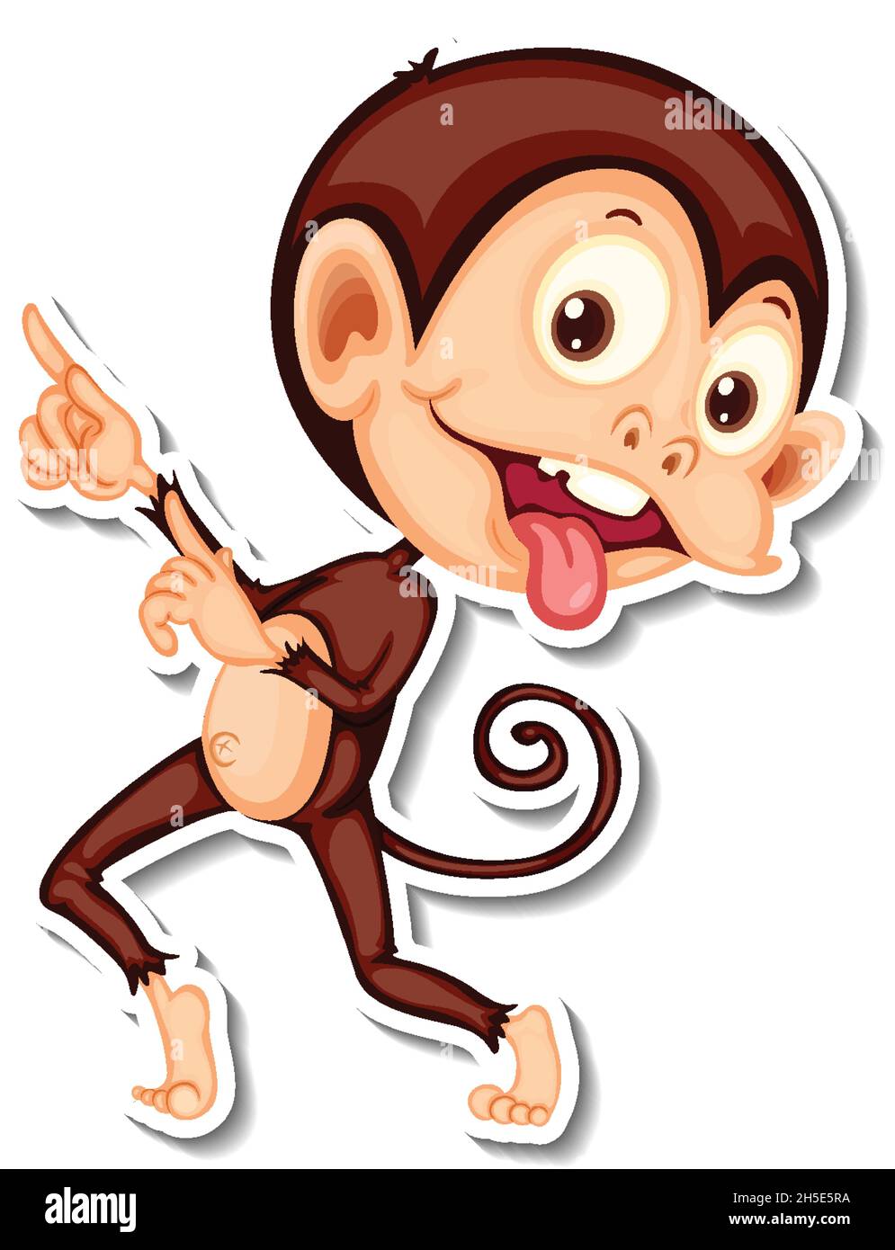 Monkey with teasing face cartoon character sticker illustration Stock ...
