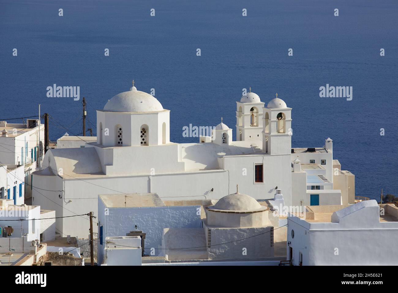 Panagia Thalassitra church from the Plaka castle, Milos island, Greece ...