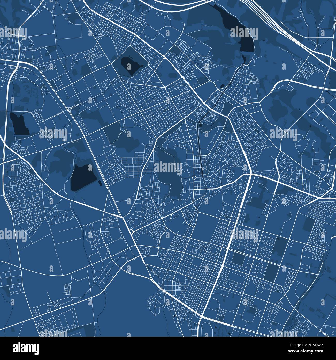 Detailed vector map poster of Suwon city administrative area. Skyline ...