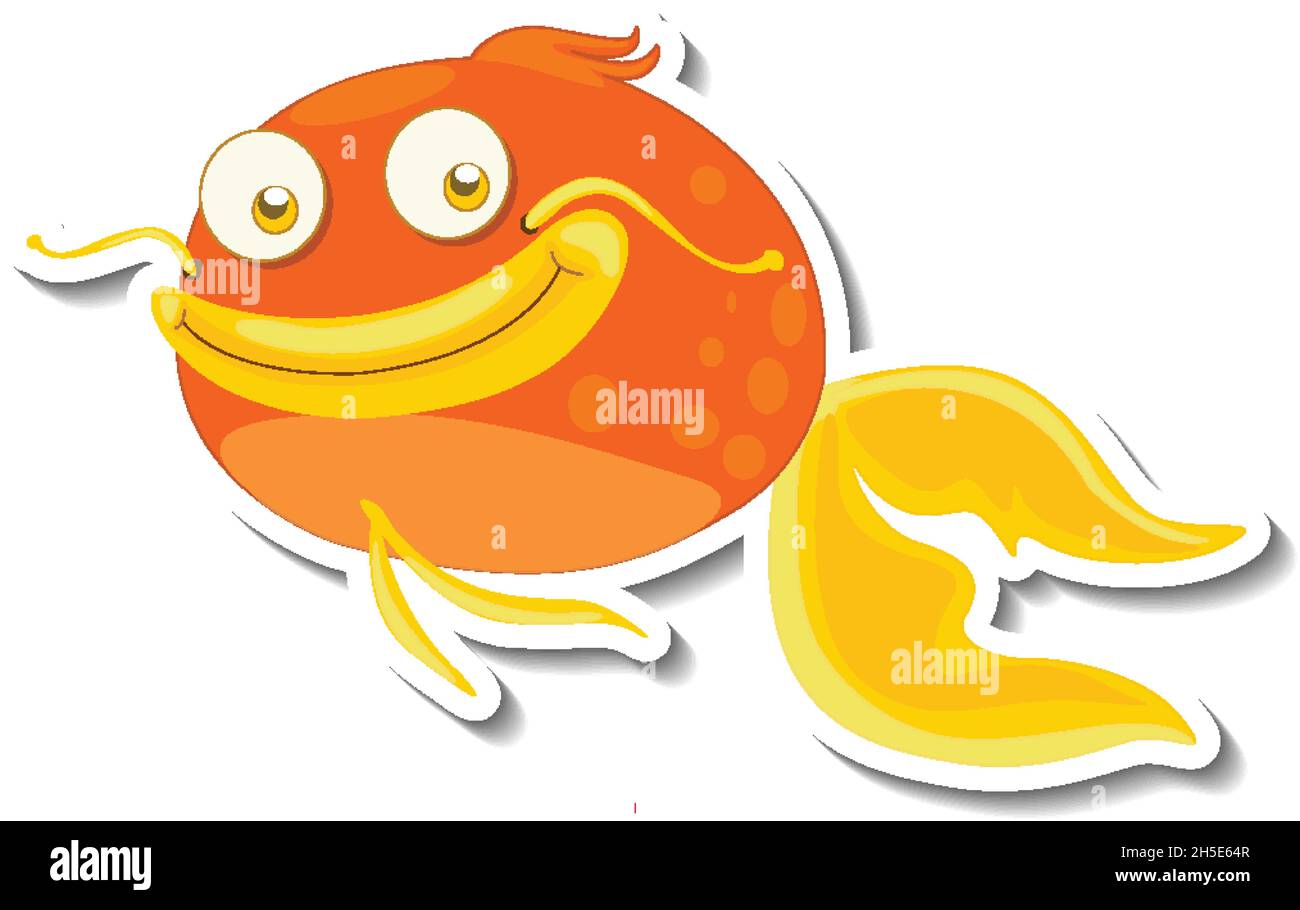 Cute fish sea animal cartoon sticker illustration Stock Vector Image ...