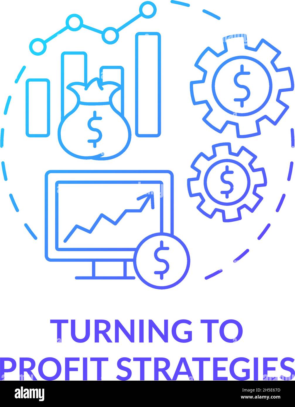 Turning to profit strategies blue gradient concept icon Stock Vector ...