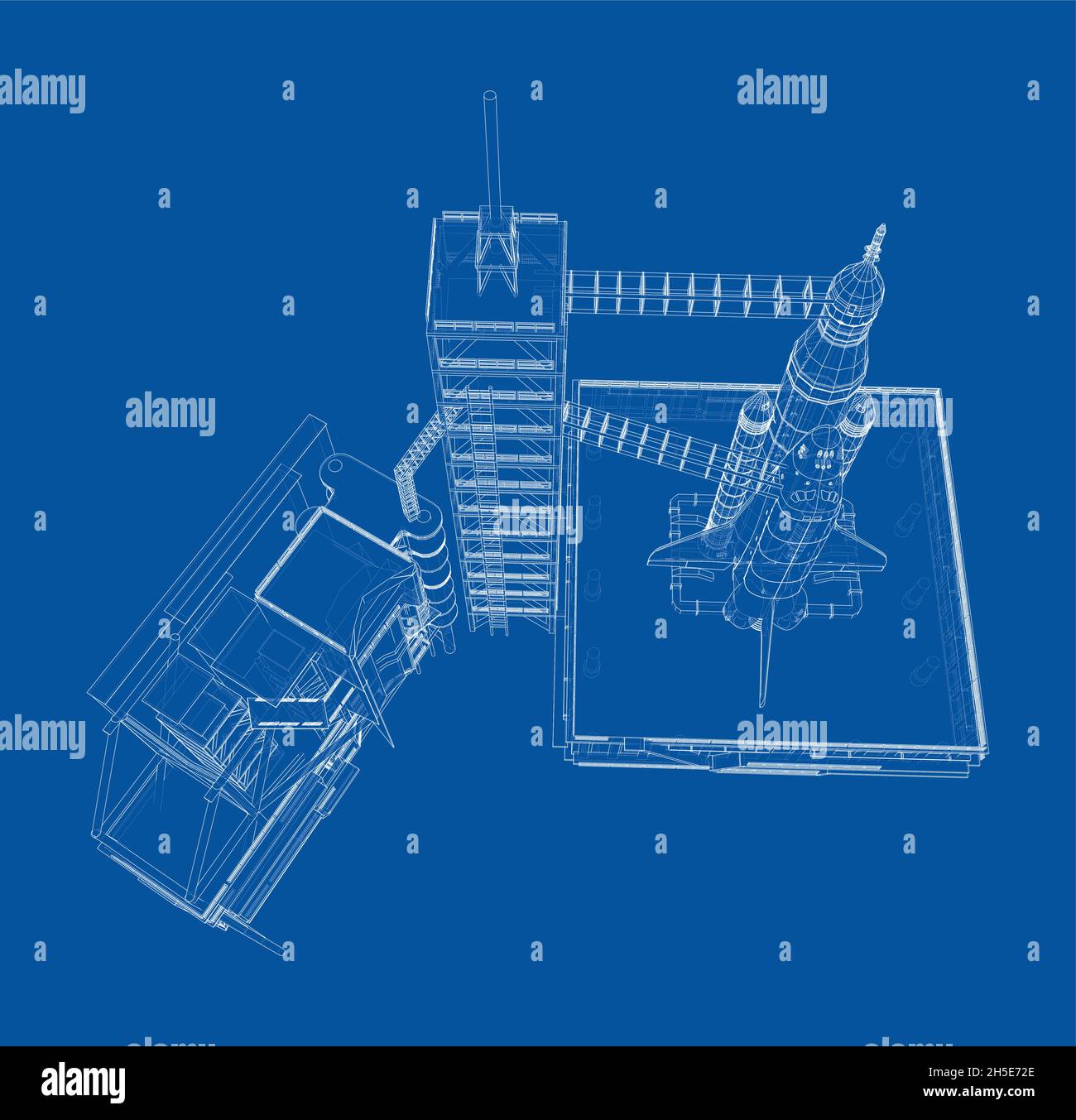 Space Rocket on launch pad. Vector Stock Vector Image & Art - Alamy