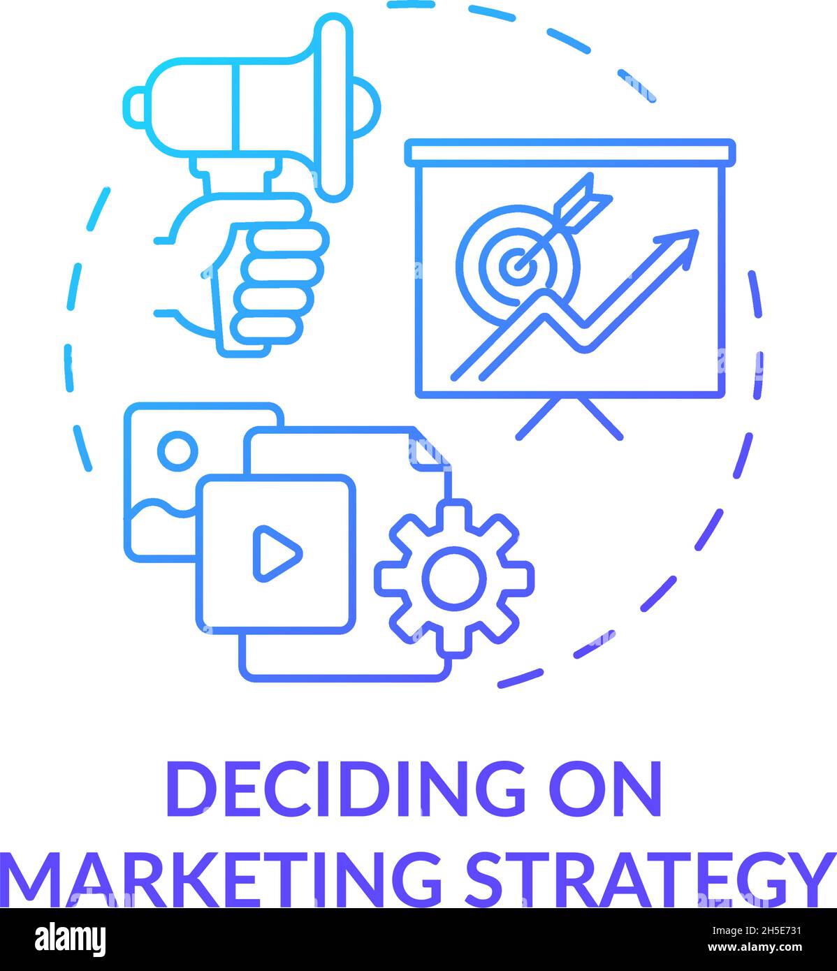 Deciding on marketing strategy blue gradient concept icon Stock Vector ...