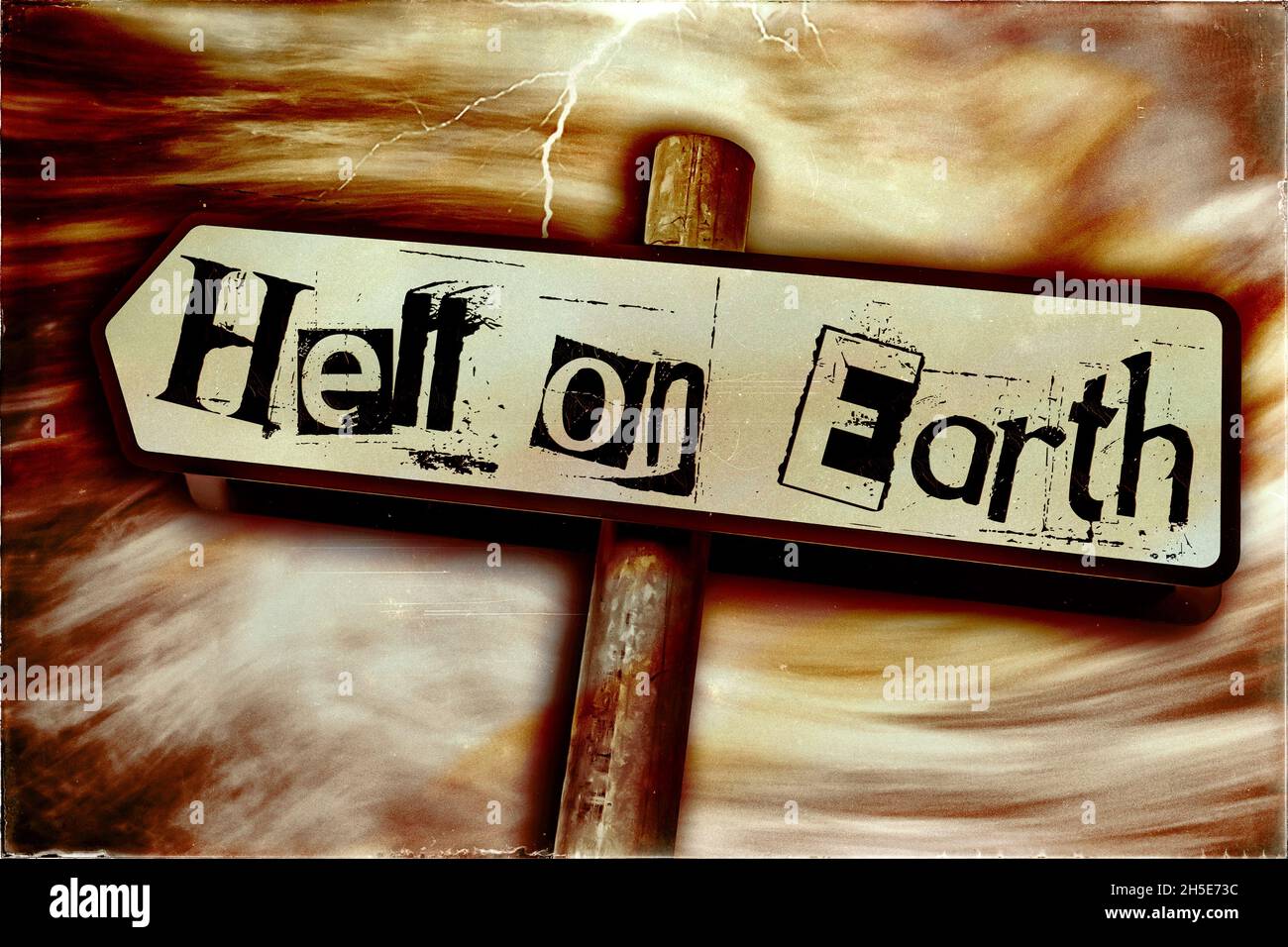 Hell on Earth road sign Stock Photo - Alamy