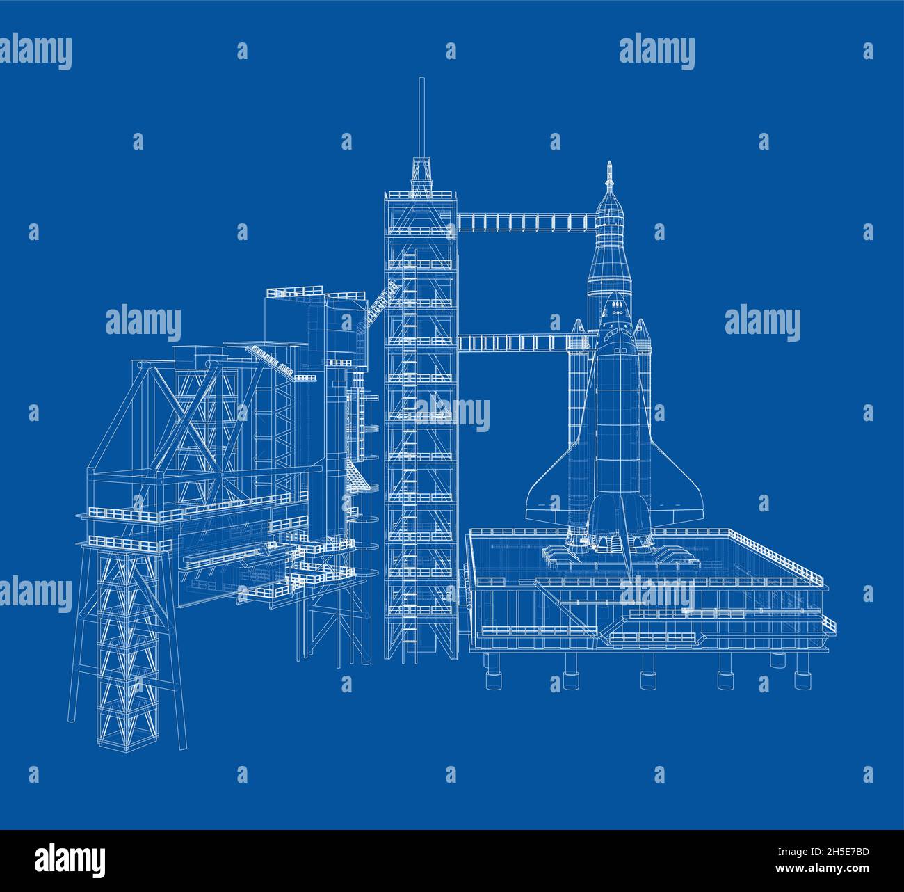 Space Rocket on launch pad. Vector Stock Vector Image & Art - Alamy