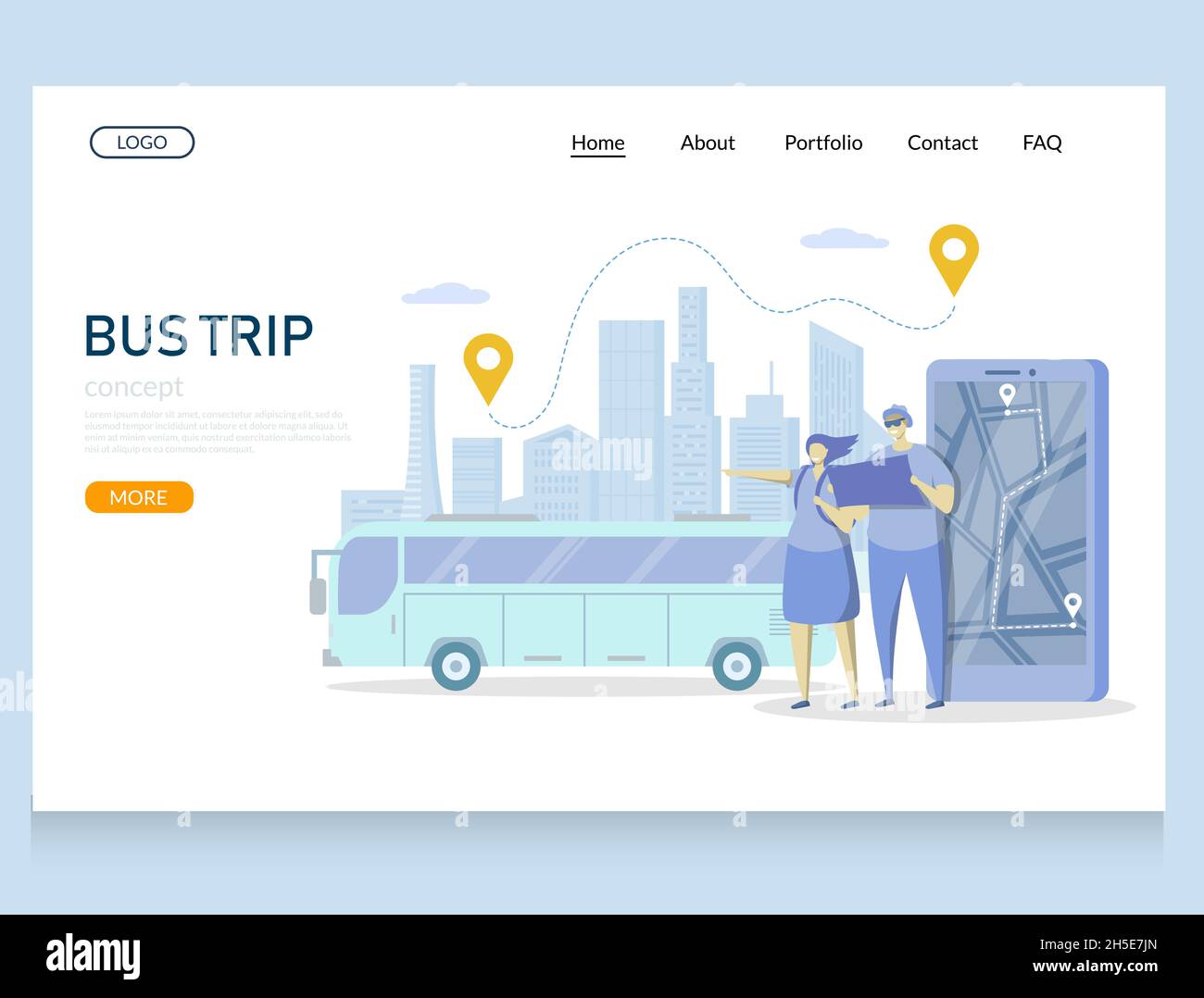 Bus trip vector website landing page design template Stock Vector Image ...
