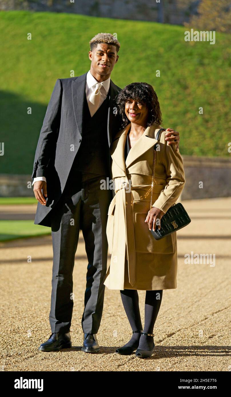 Footballer Marcus Rashford with his mother Melanie Rashford, after ...