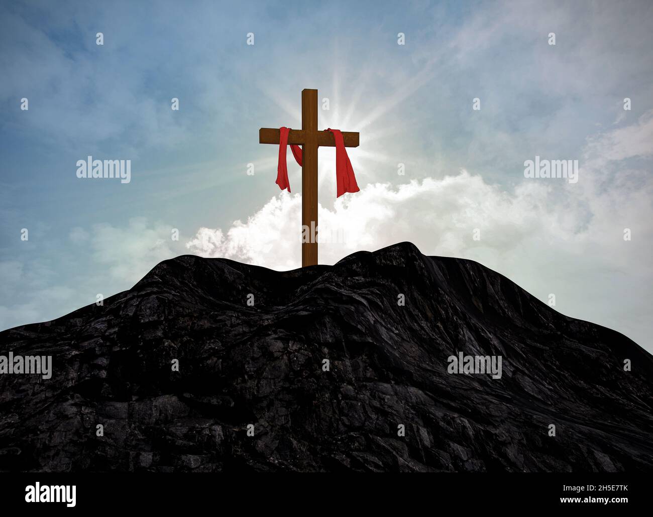 Silhouette jesus cross over sunset hi-res stock photography and images ...