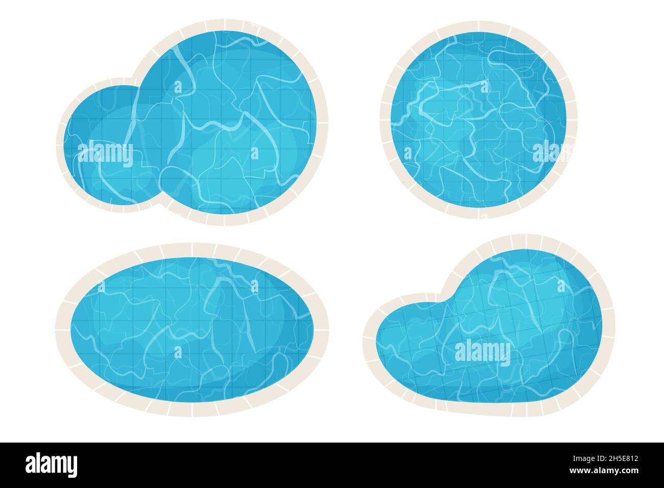 Set swimming pools of different shapes top view in cartoon style ...