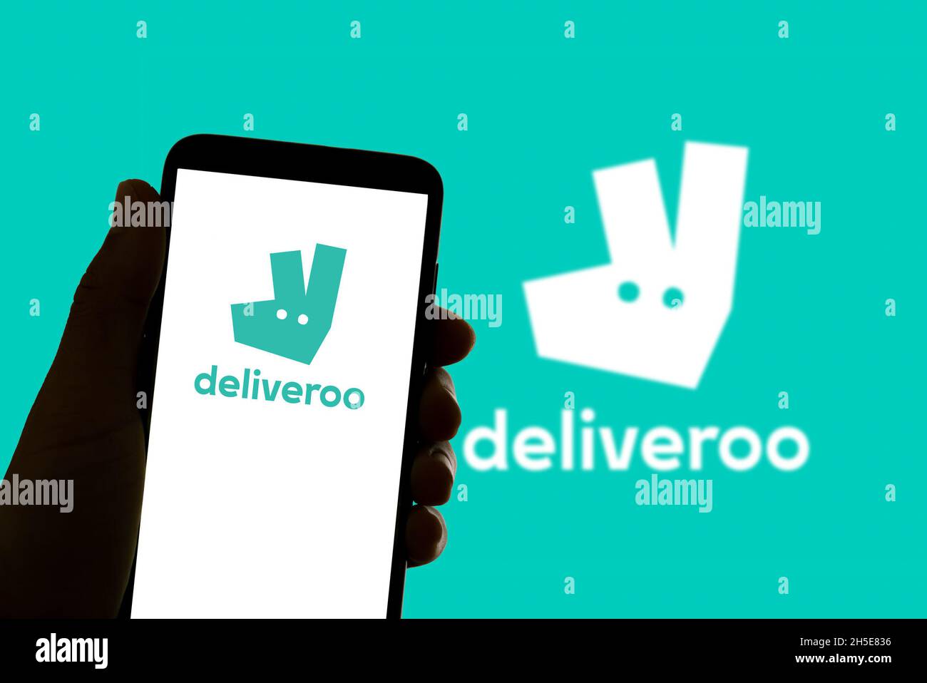 In this photo illustration the logo of the food delivery service ...