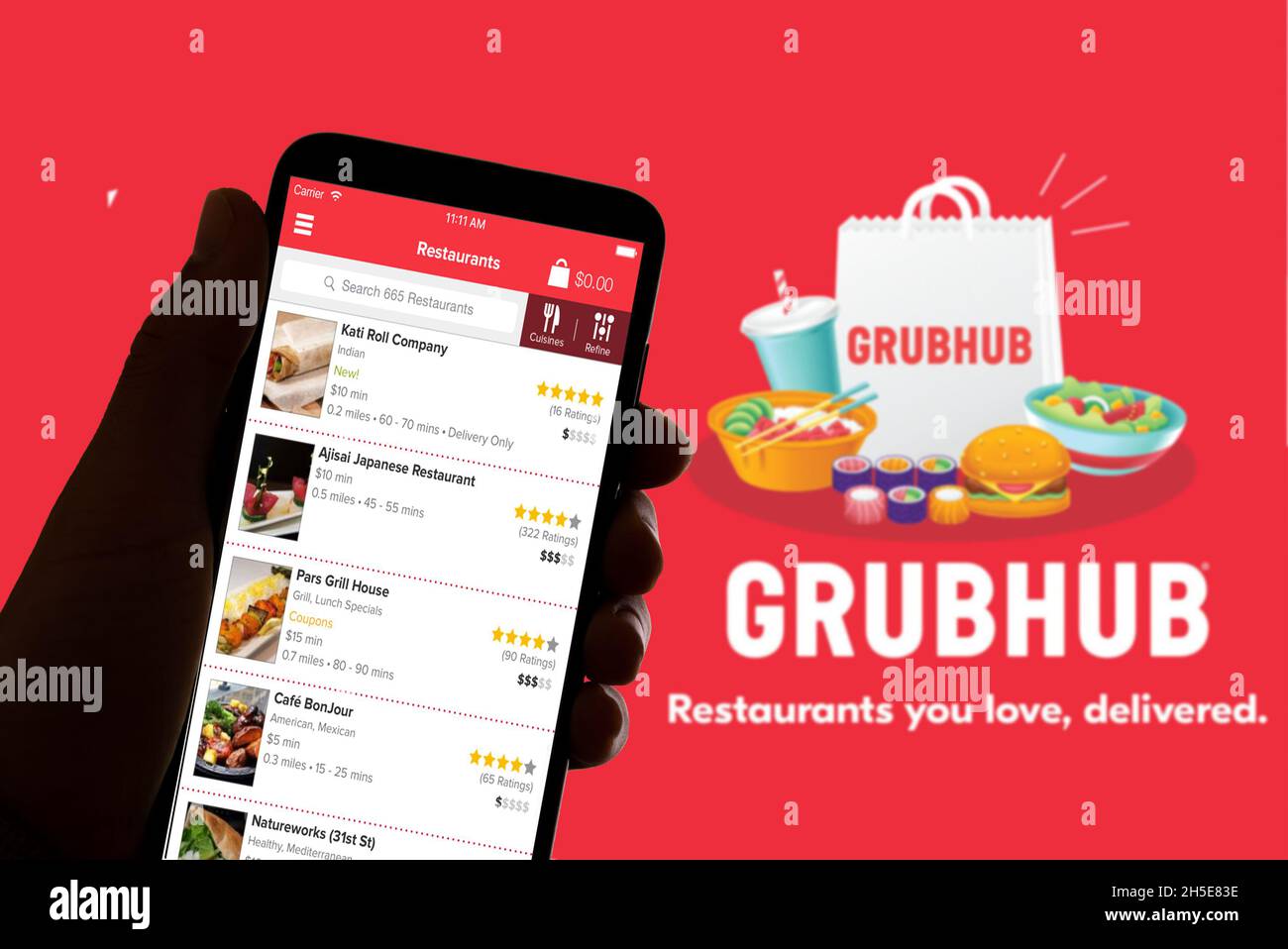 Grubhub screen hi-res stock photography and images - Alamy