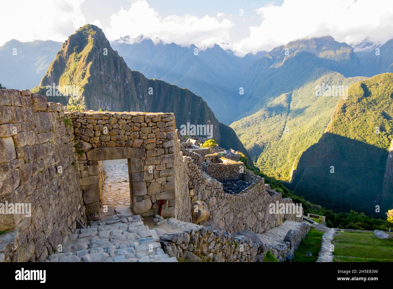 City gate of Machu Picchu - main gate - Peru Stock Photo - Alamy