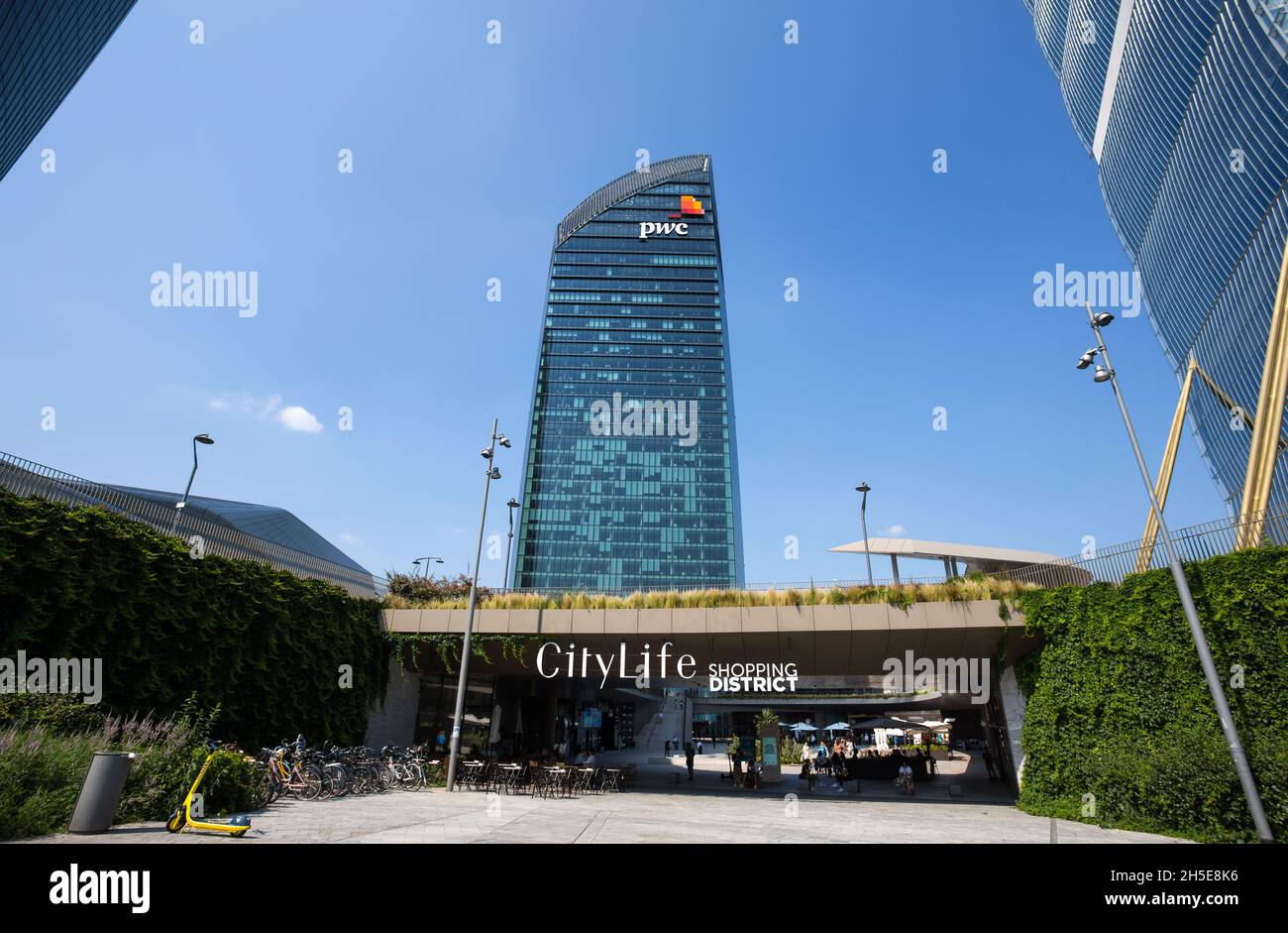 MILAN, ITALY JUNE 15, 2021 - Libeskind Tower or Pwc Tower in City Life ...
