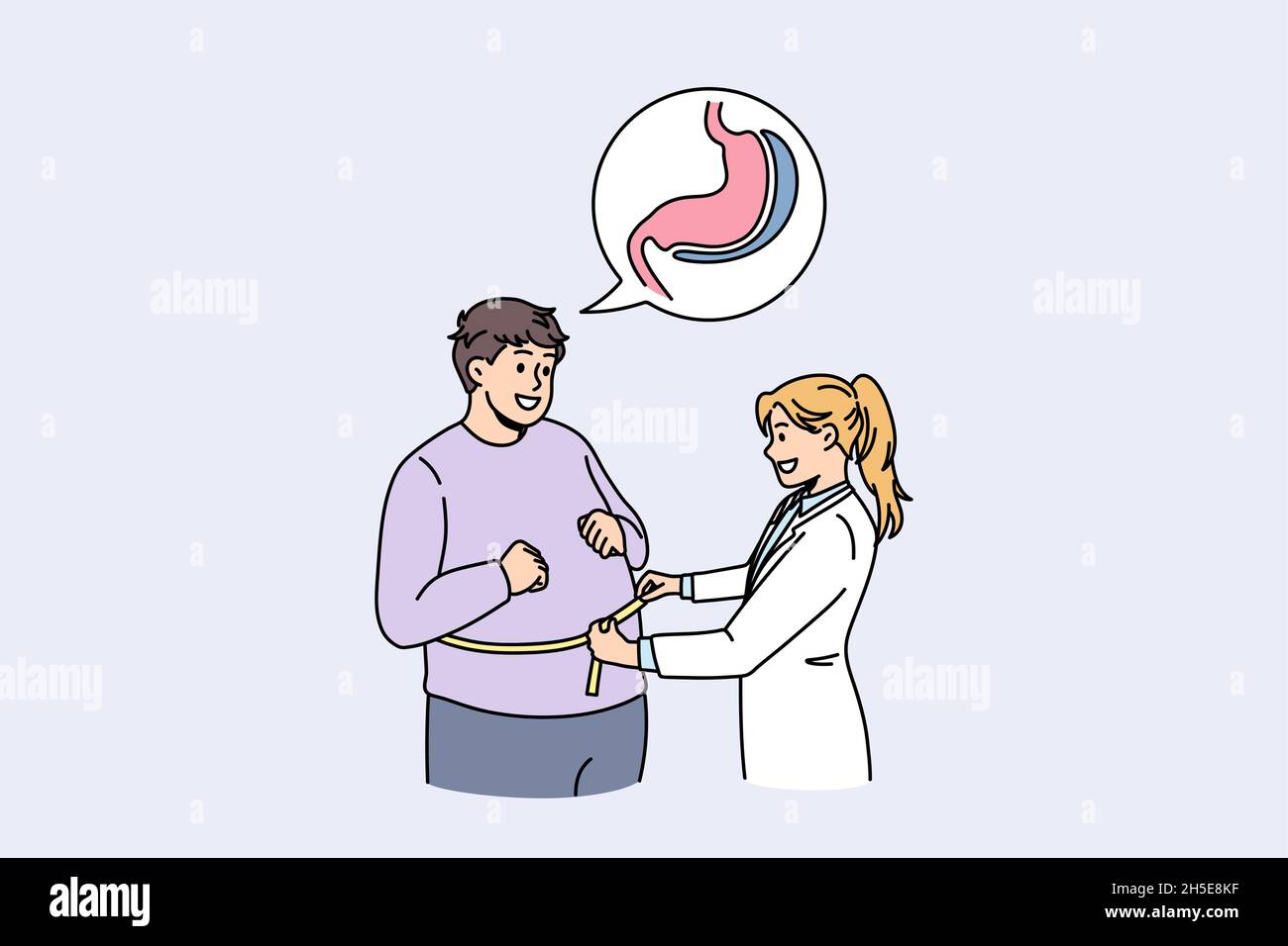 Doctor measure fat obese male patient belly prepare for bariatric ...