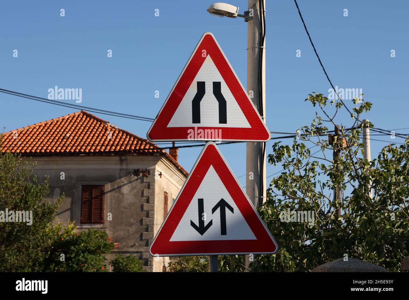 Close-up shot of road signs on the streets of Croatia Stock Photo - Alamy