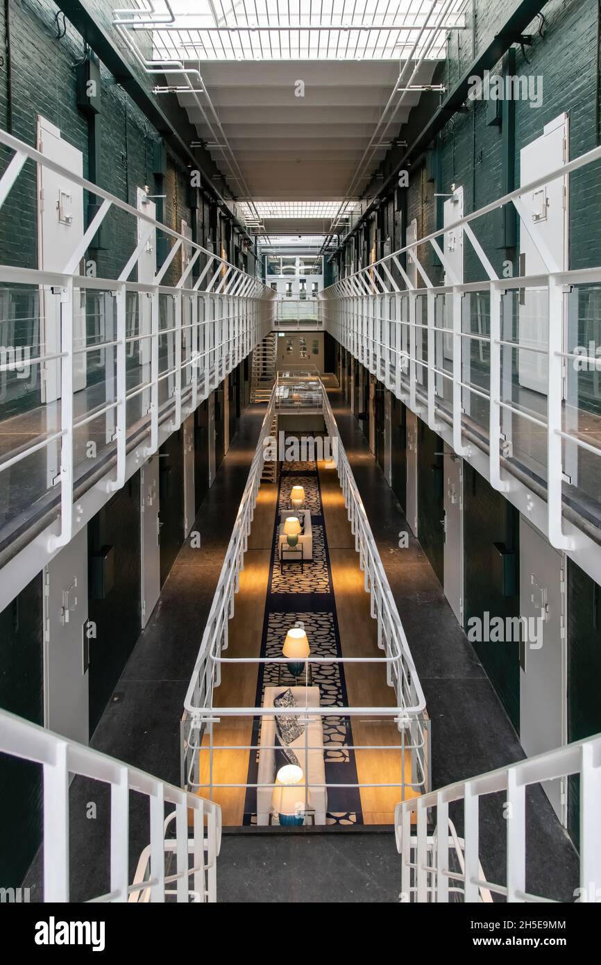 Alkmaar, The Netherlands-June 2021; Vertical view in between hallways ...
