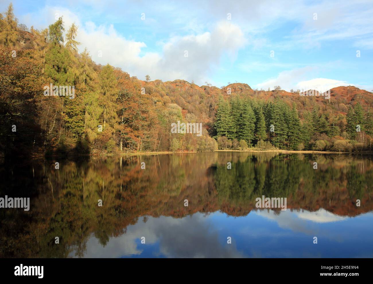 Yew tree tarn near Coniston in the Lake district national park, Cumbria ...