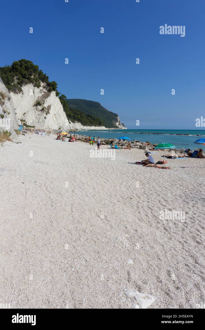Seascape, Bathers, La Spiaggiola beach, Numana, Conero, Marche, Italy ...