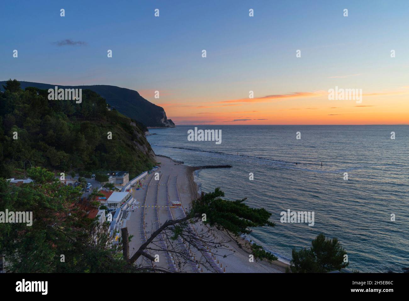 Seascape; La Spiaggiola beach, Sunrise, Numana, Conero,Marche, Italy ...