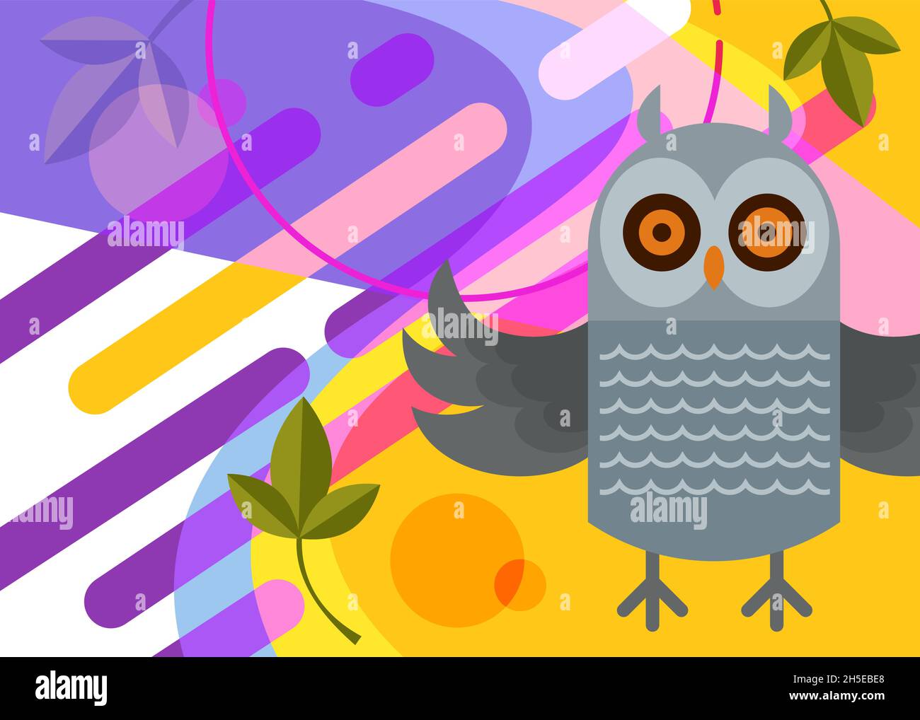 Banner with gray owl. Placard design in flat style Stock Vector Image ...