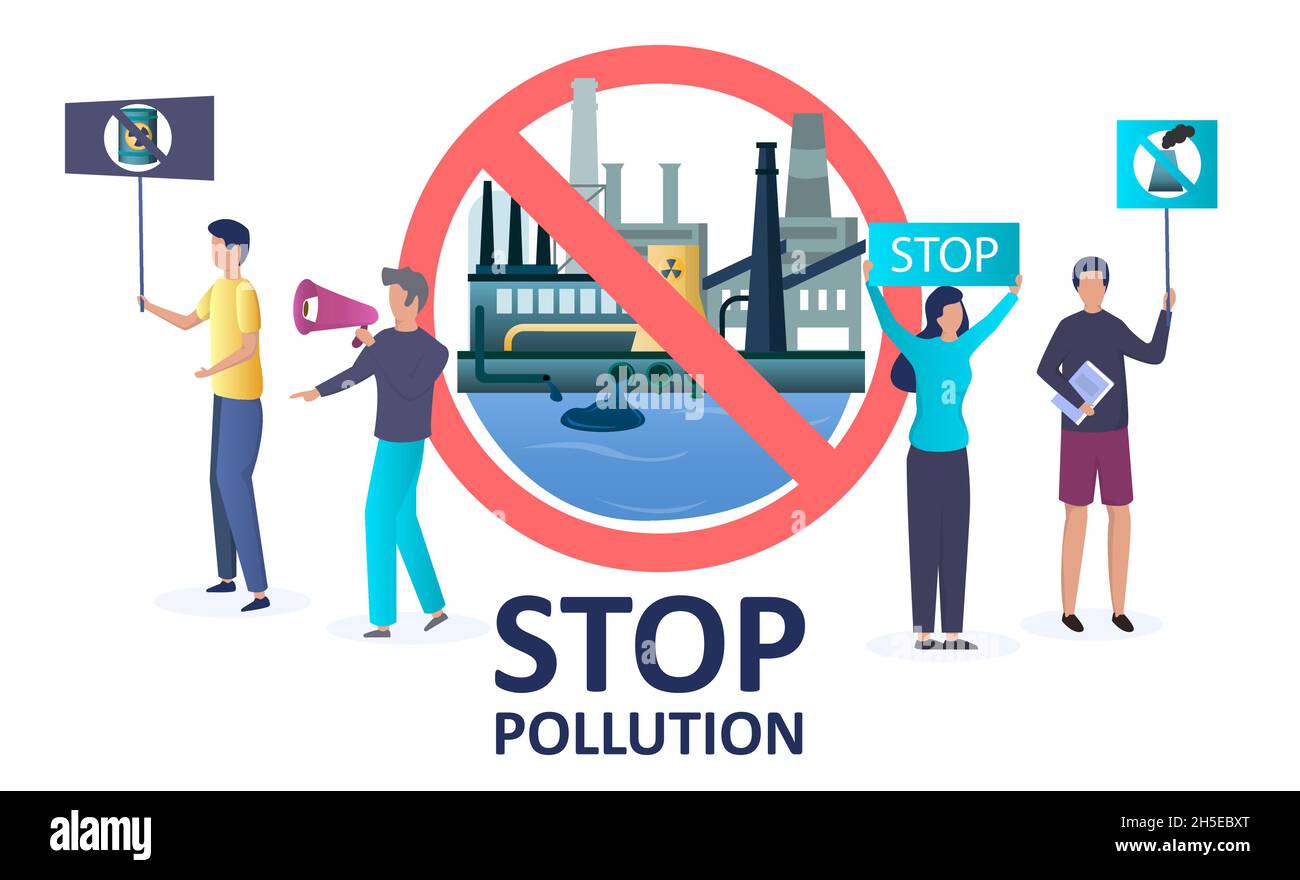 Stop pollution vector concept for web banner, website page Stock Vector ...