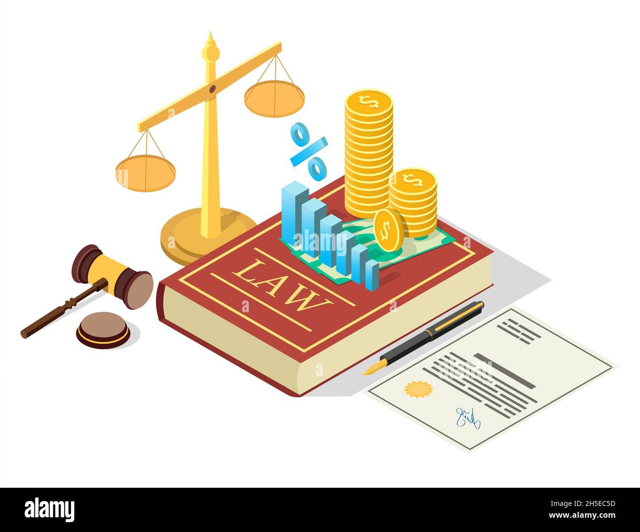 Taxes law vector concept flat isometric illustration Stock Vector Image ...