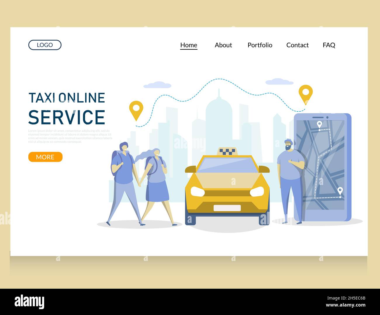 Taxi online service vector website landing page design template Stock ...