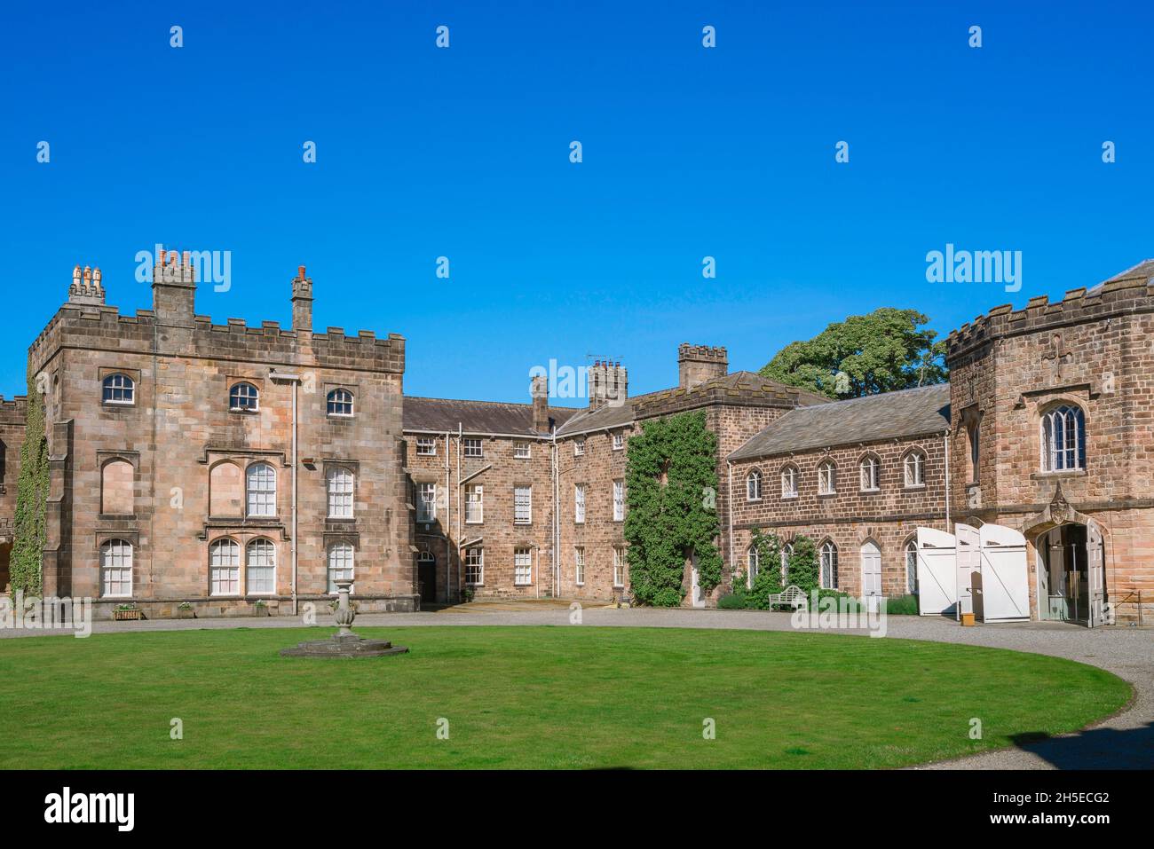 Ripley Castle, view in summer of part of the grand country house ...