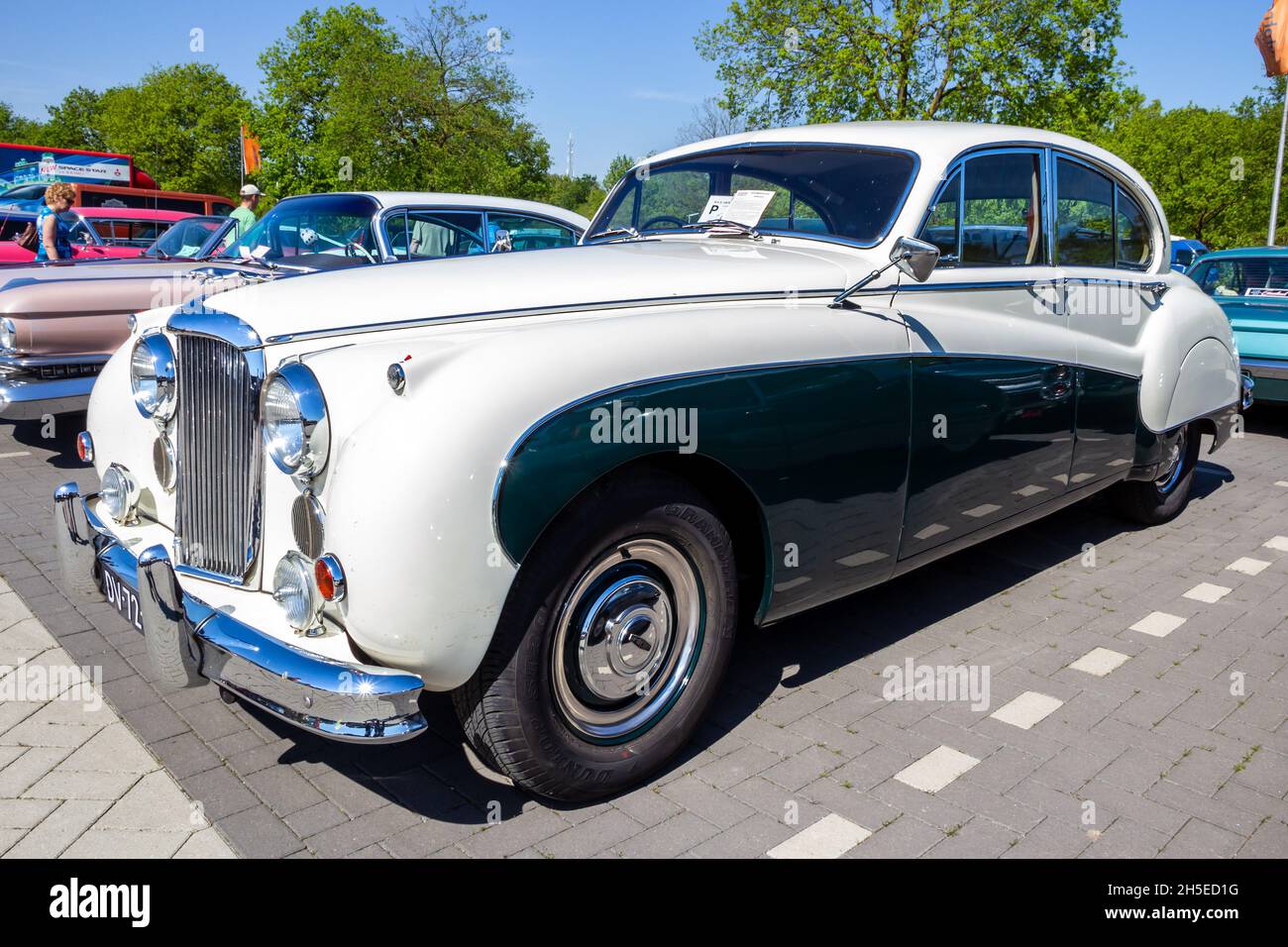 1959 Jaguar MK9 classic car on the parking lot in Rosmalen, The ...
