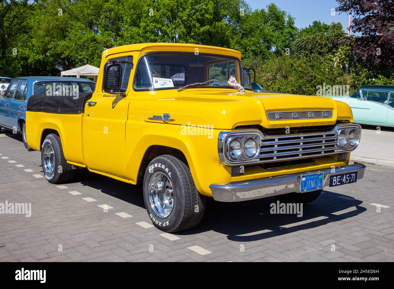 1959 Ford F100 pick-up truck on the parking lot. Rosmalen, The ...