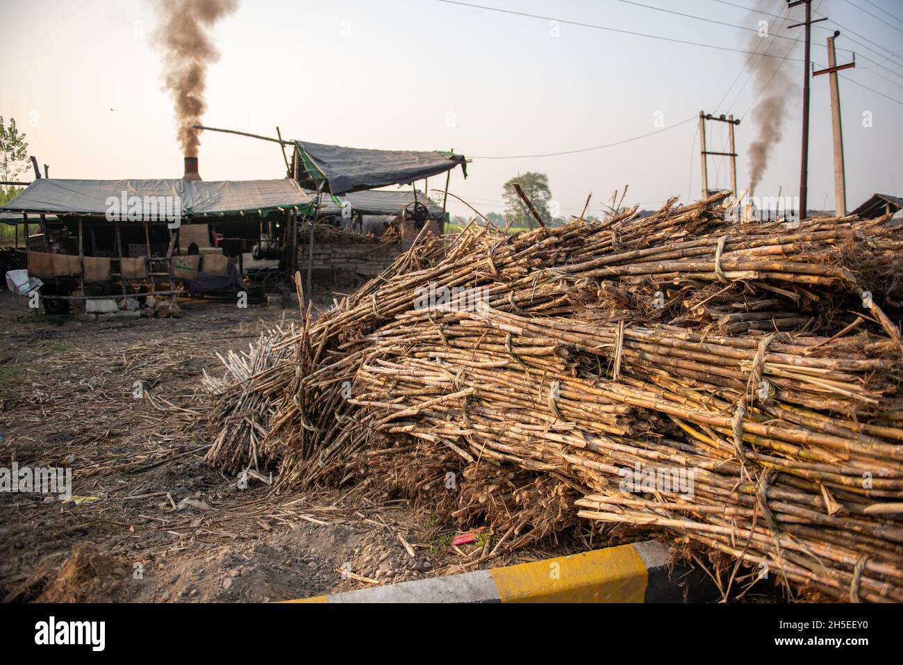 Roorkee, uttarakhand, India- Nov 7 2021: A traditional jaggery making ...