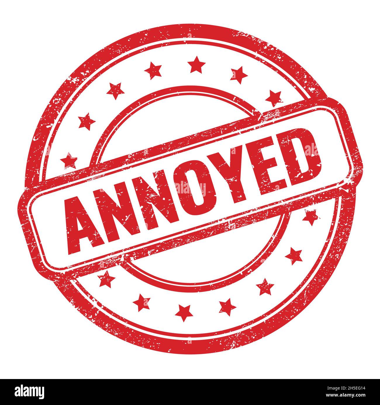 ANNOYED text on red grungy vintage round rubber stamp Stock Photo - Alamy