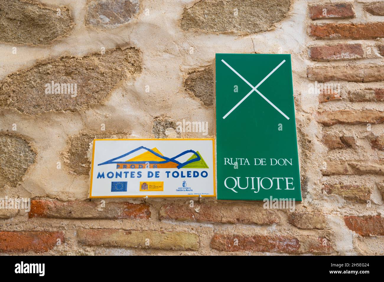Don Quixote route sign. Orgaz, Toledo province, Castilla La Mancha ...